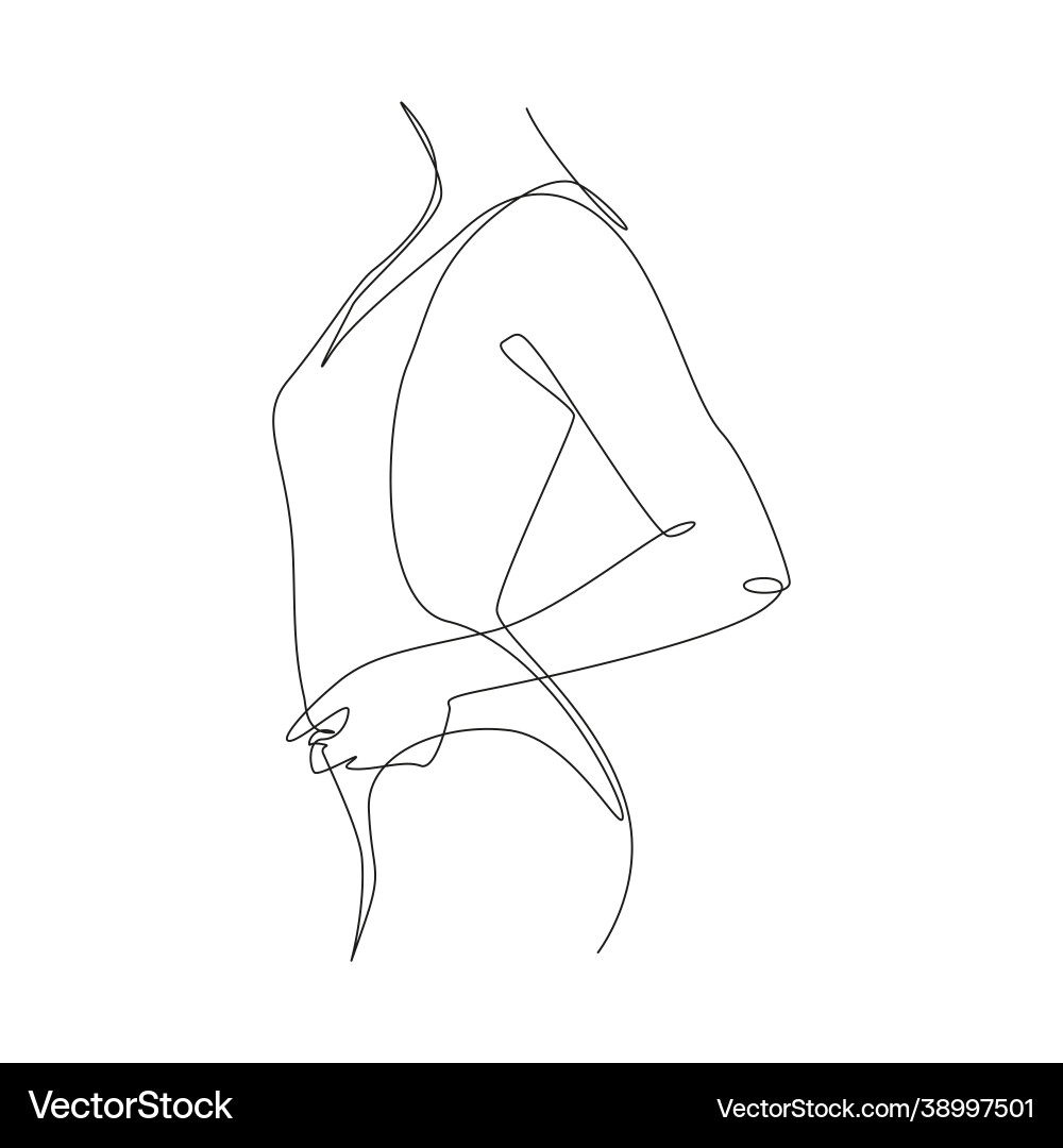 One continuous line drawing woman body Royalty Free Vector