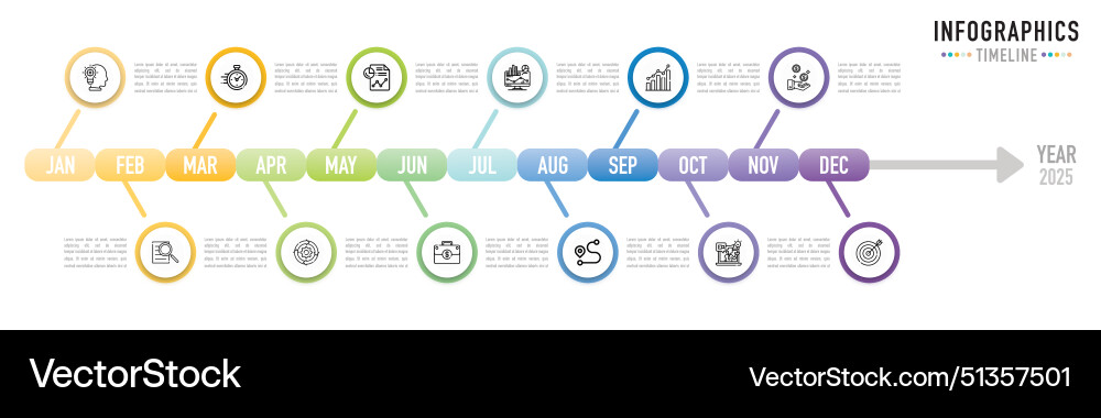 Timeline 12 months infographic for business Vector Image