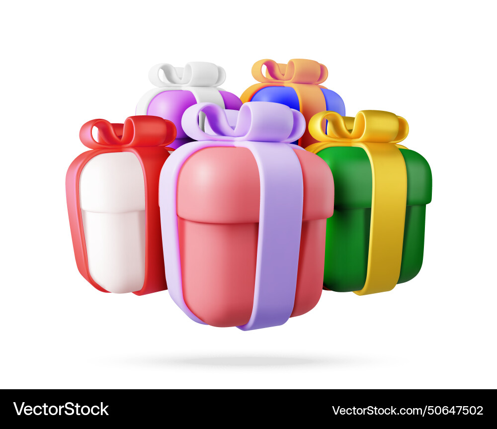 3d gift box set isolated Royalty Free Vector Image