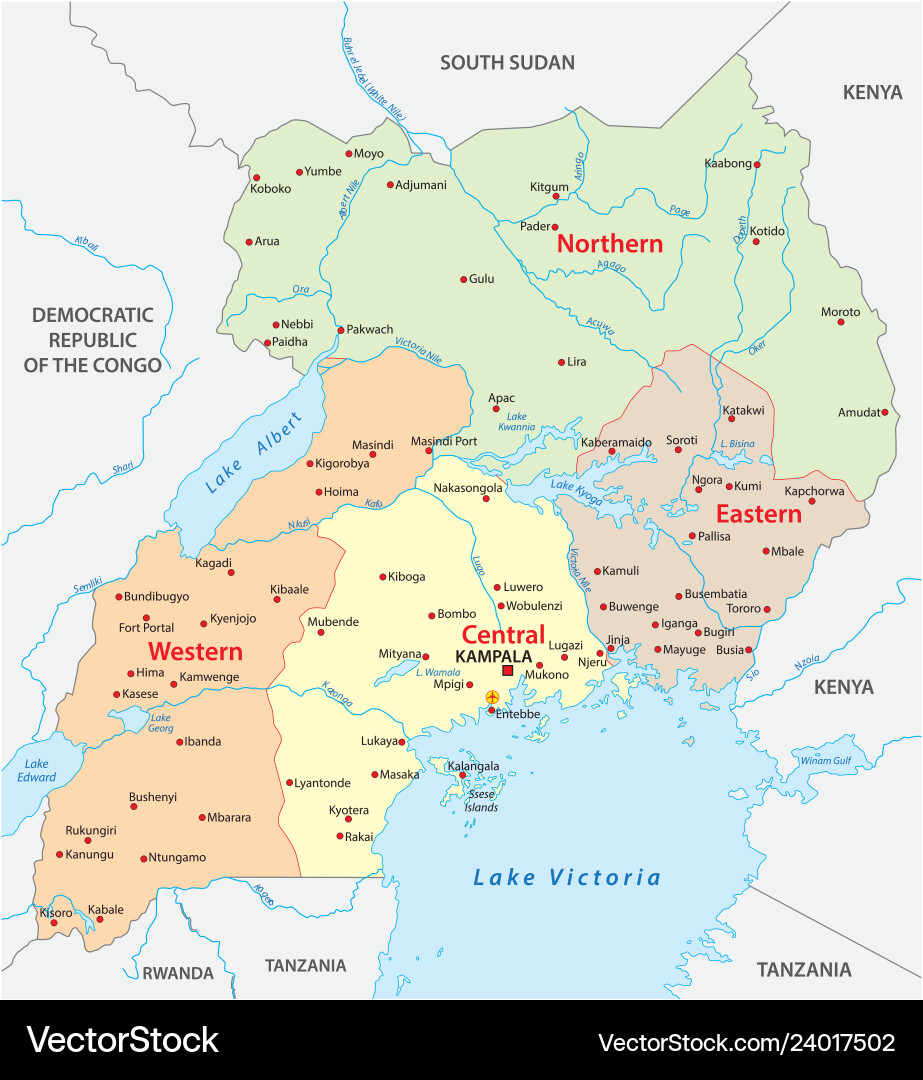 Large Detailed Political And Administrative Map Of Uganda Political