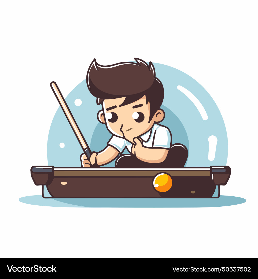 Boy playing billiards Royalty Free Vector Image