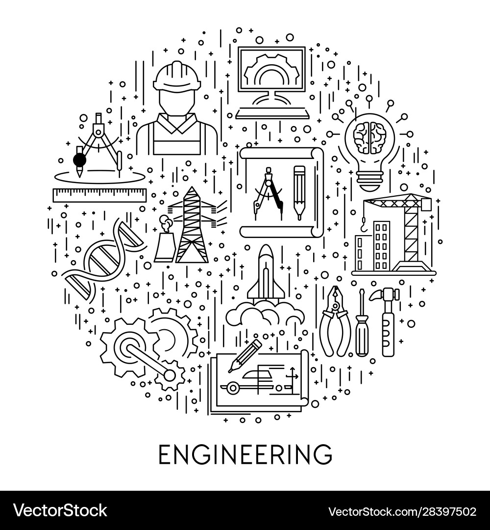 Building and science engineering industries line Vector Image