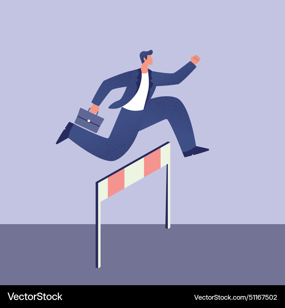 Businessman jump over hurdle Royalty Free Vector Image