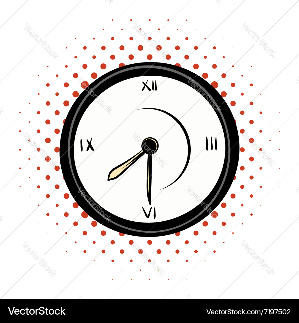 Comic-Ikone der Uhr Lizenzfreies Vektorbild - VectorStock