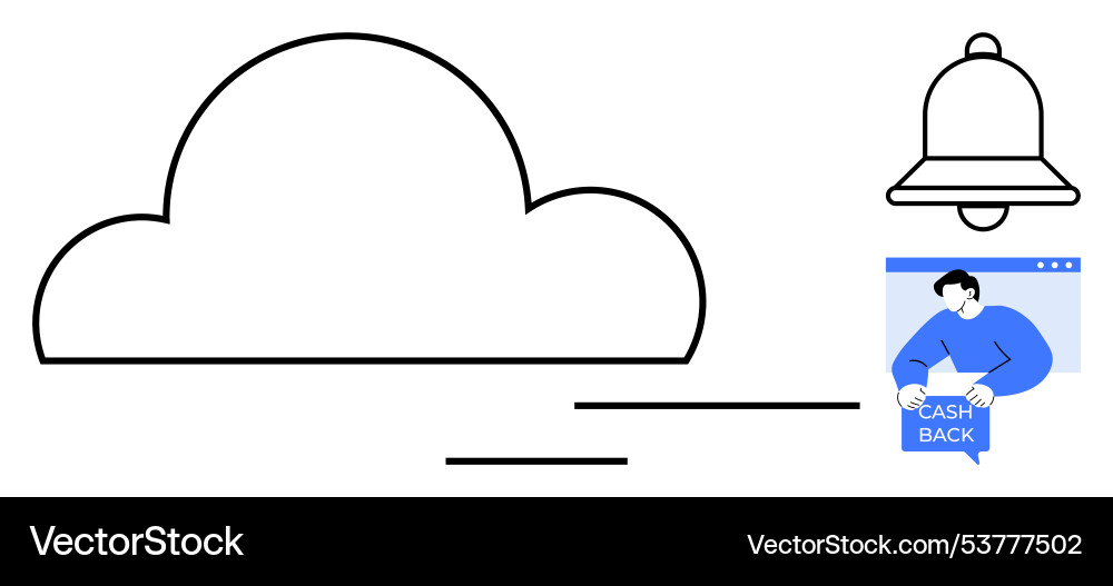 Cloud storage notifications and cashback reward Vector Image