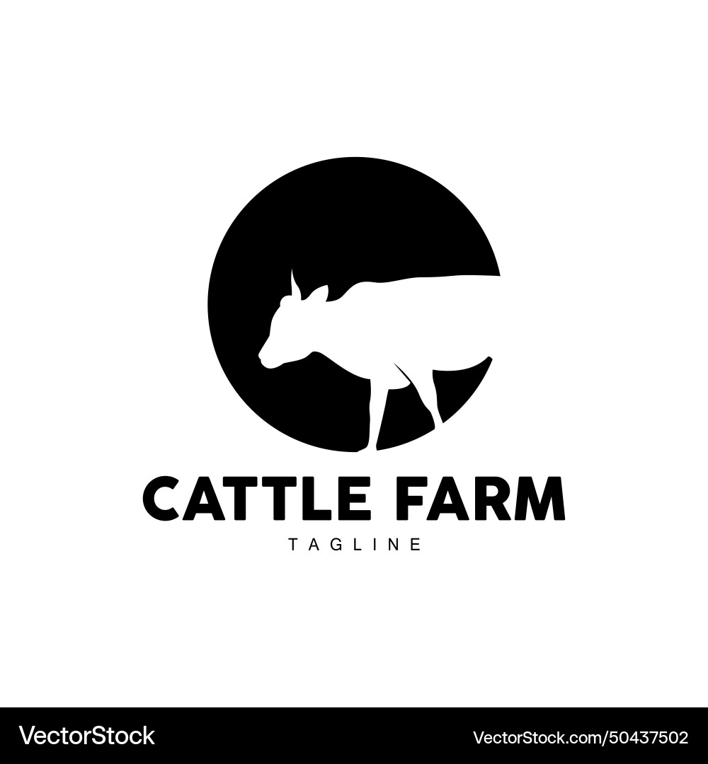 Cow logo cattle farm silhouette simple Royalty Free Vector