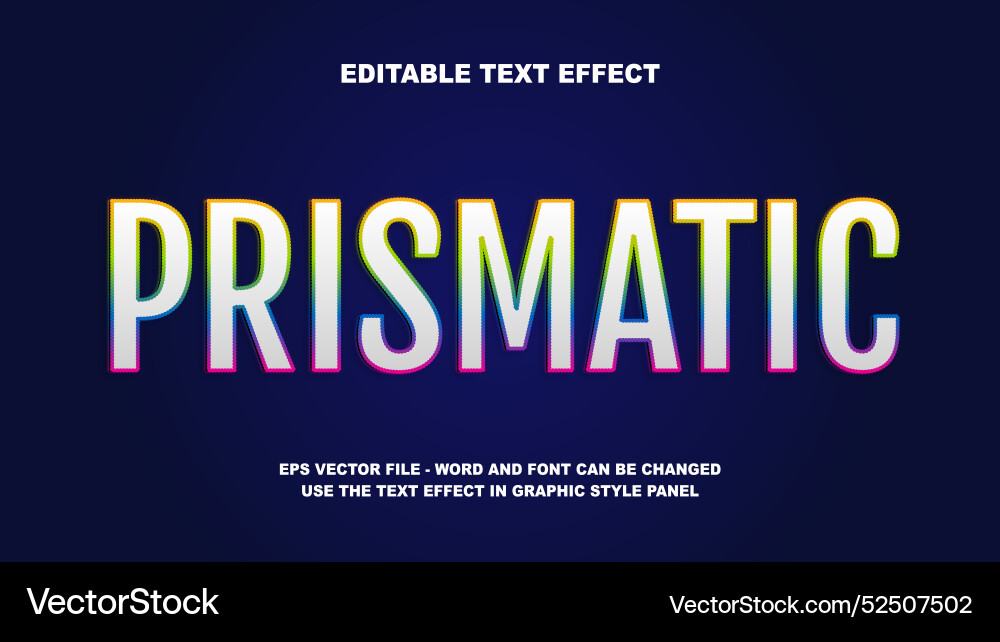 Editable text effect prismatic 3d template Vector Image