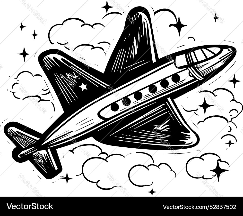 Flight sketches whimsical aviation symbol doodle Vector Image