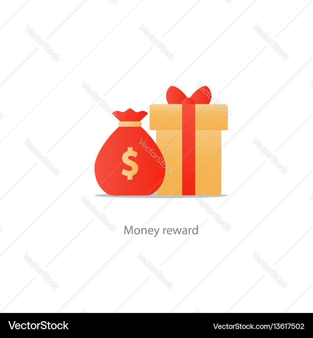 Gift Box & Money Reward Icon Royalty Free Vector Image