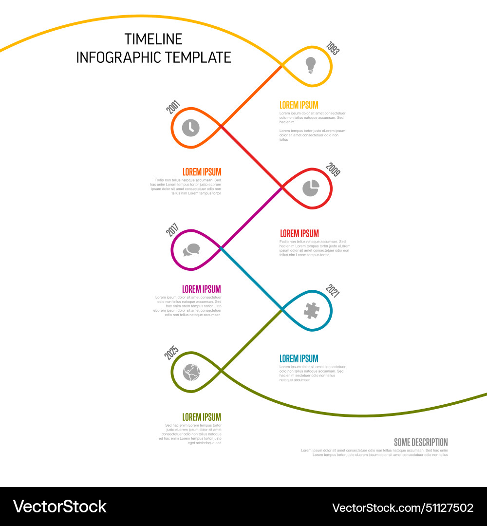 Infographic curved thin line timeline template Vector Image