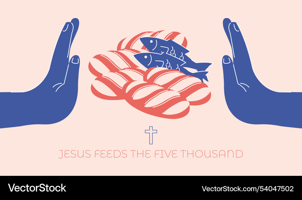 Jesus feeds the five thousand Royalty Free Vector Image