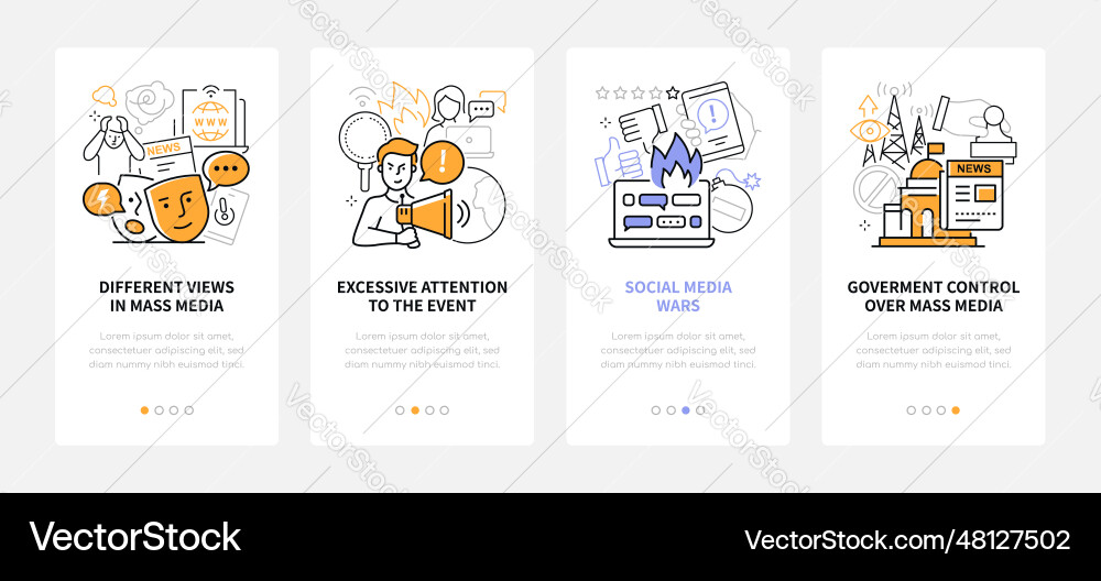 Mass media issues - line design style banners set Vector Image