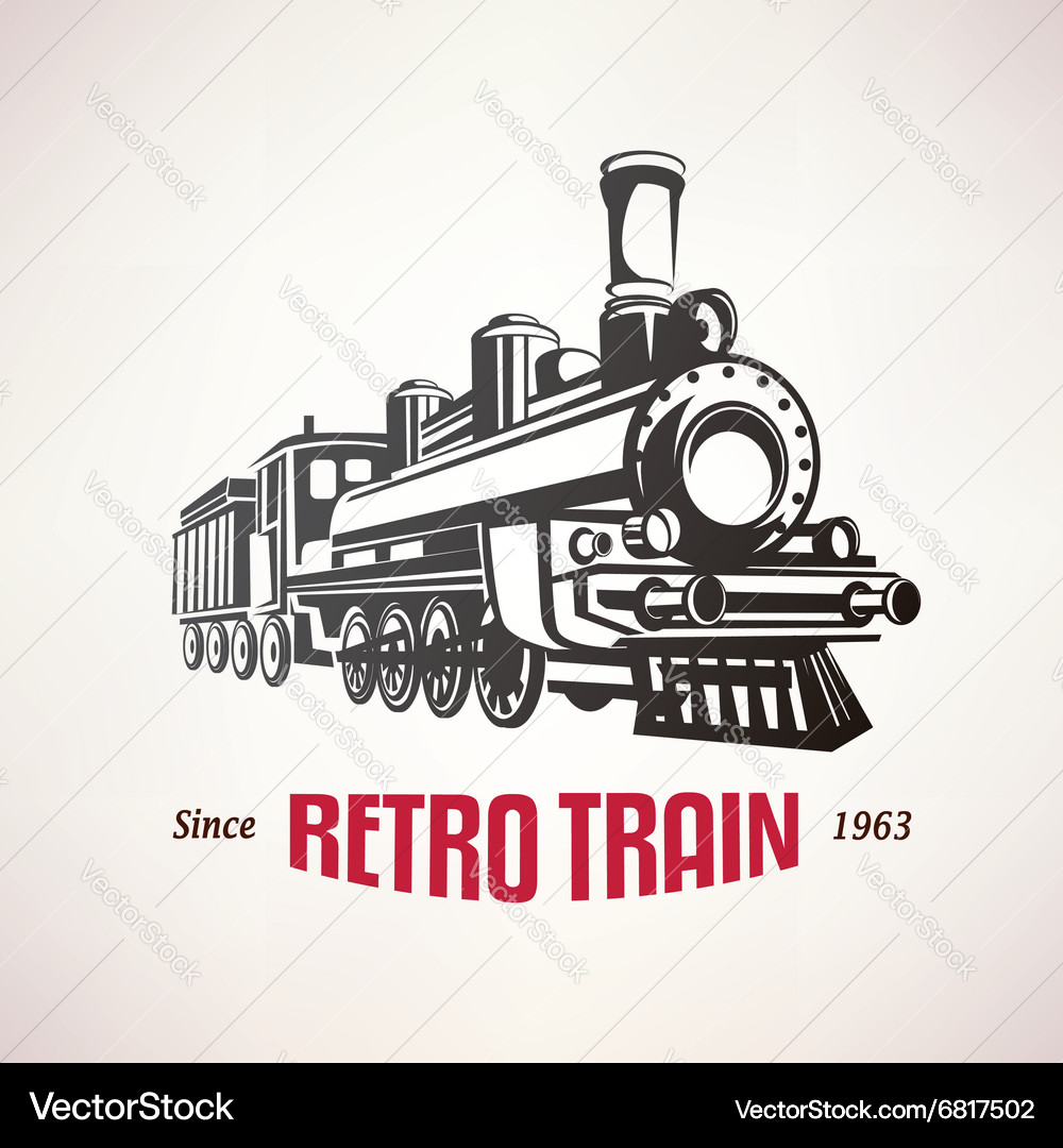 Retro train vintage symbol emblem label Royalty Free Vector