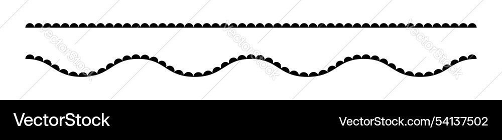 Straight and wavy borders with scallops scalloped Vector Image