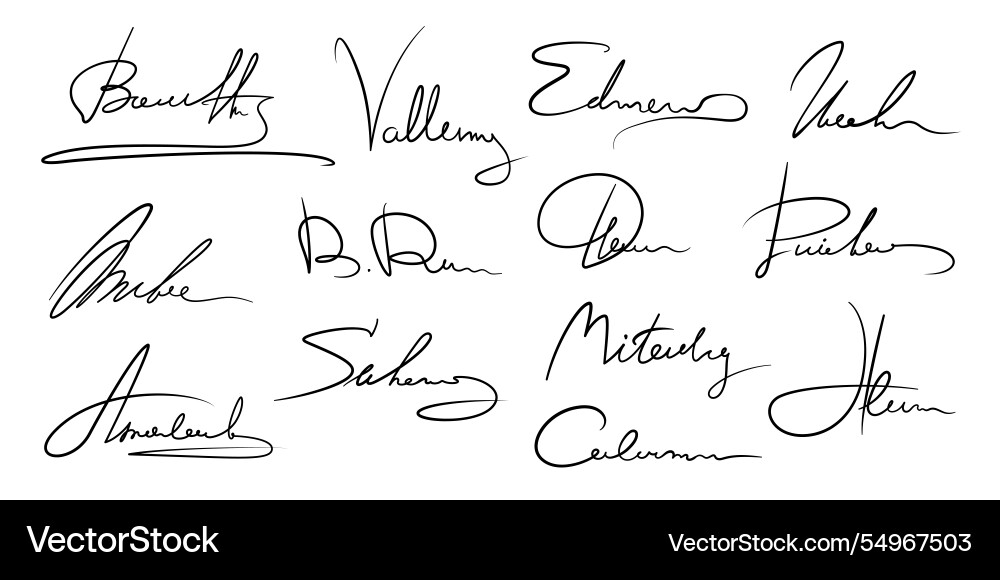 Business signatures autograph facsimile pack set Vector Image
