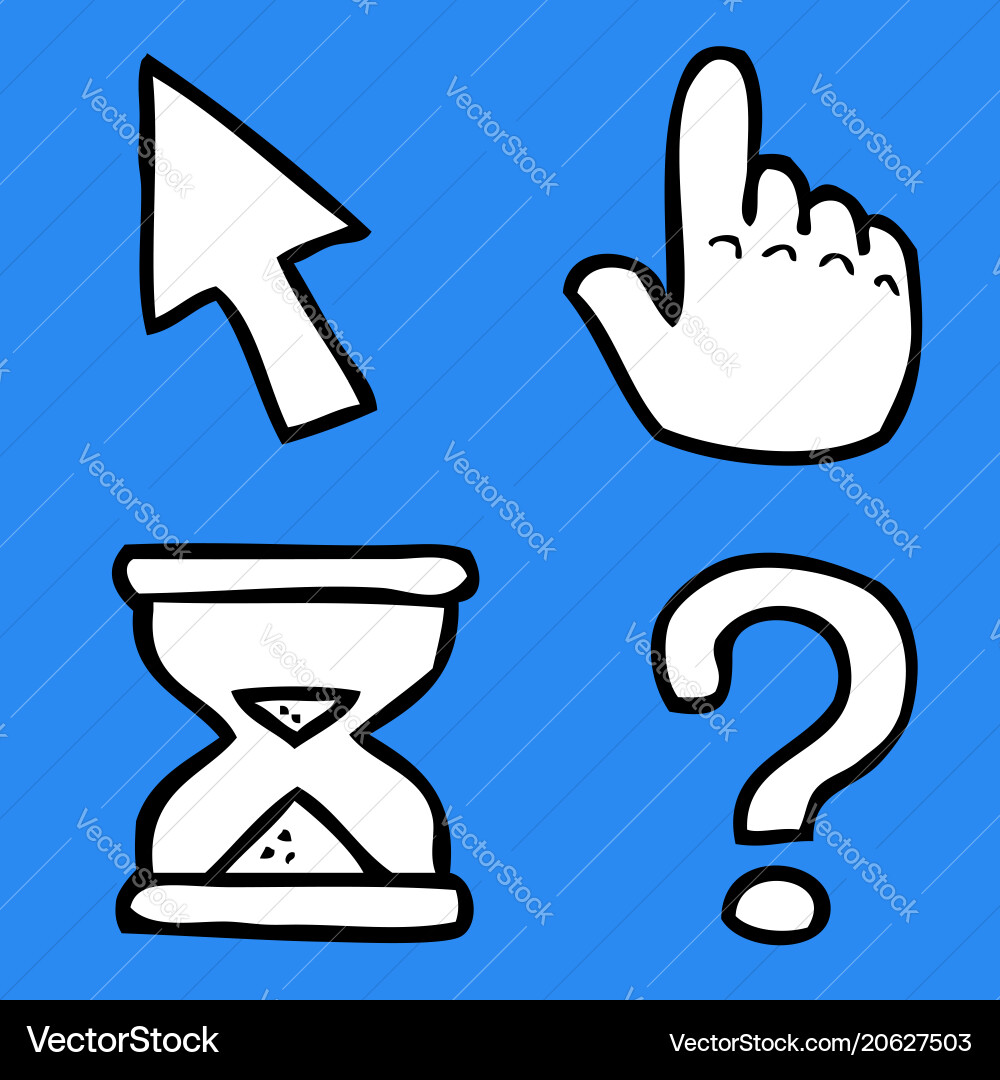 Cute Doodle Cursor Icons Royalty Free Vector Image