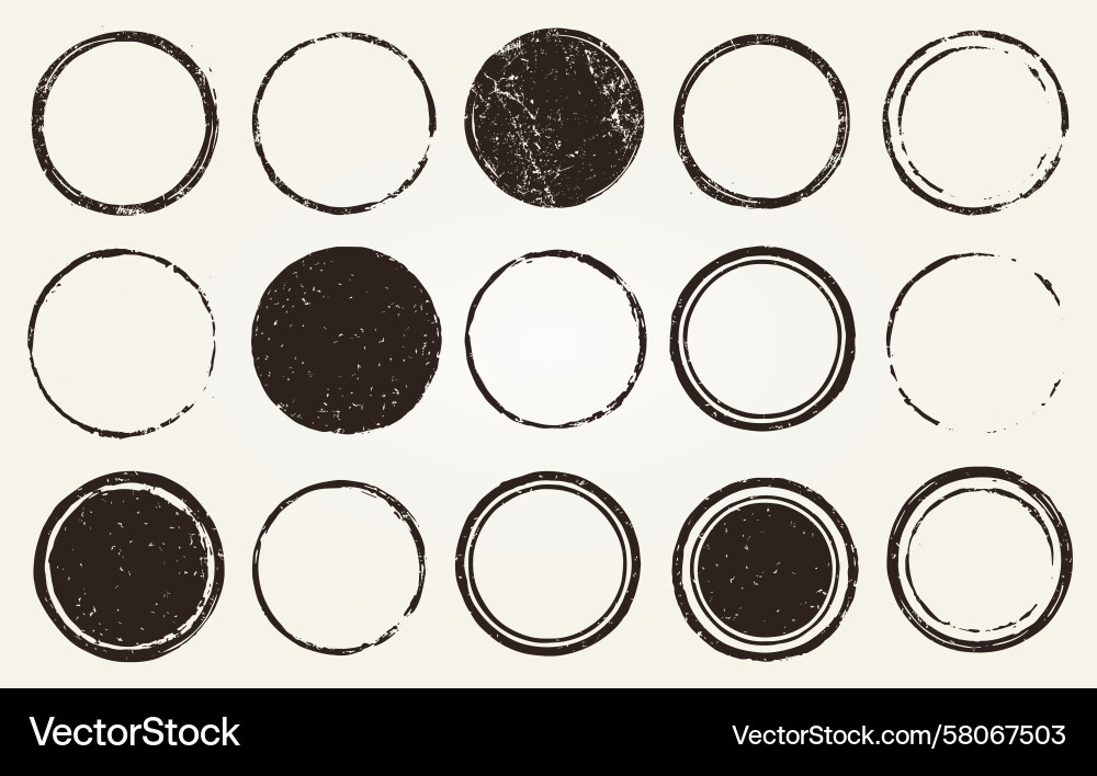 Grunge Circle Stamps - Retro Royalty Free Vector Image