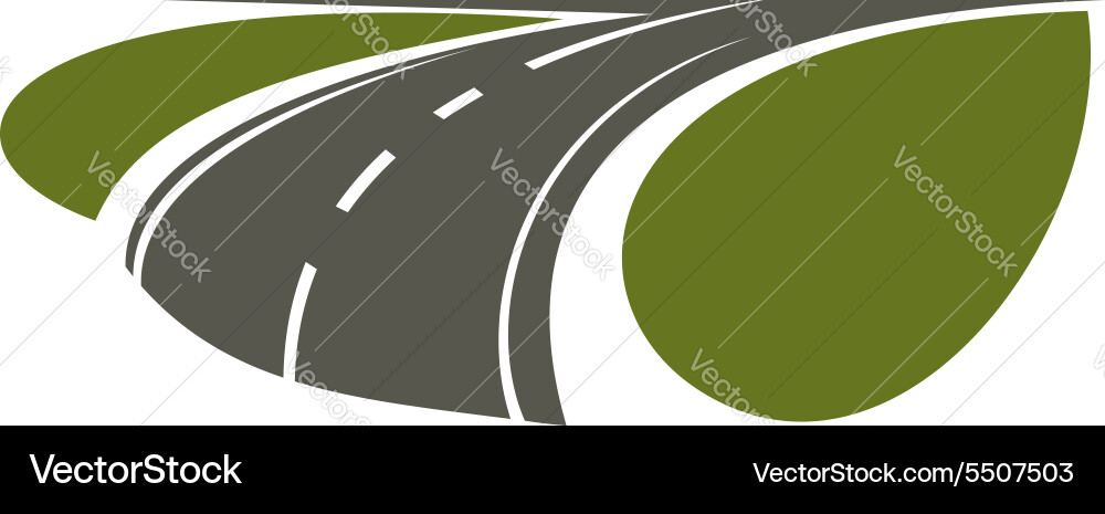 Highway road running through green fields Vector Image