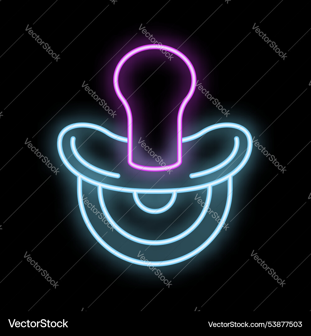 Neon Schnuller leuchten auf schwarzem Hintergrund Vektorbild