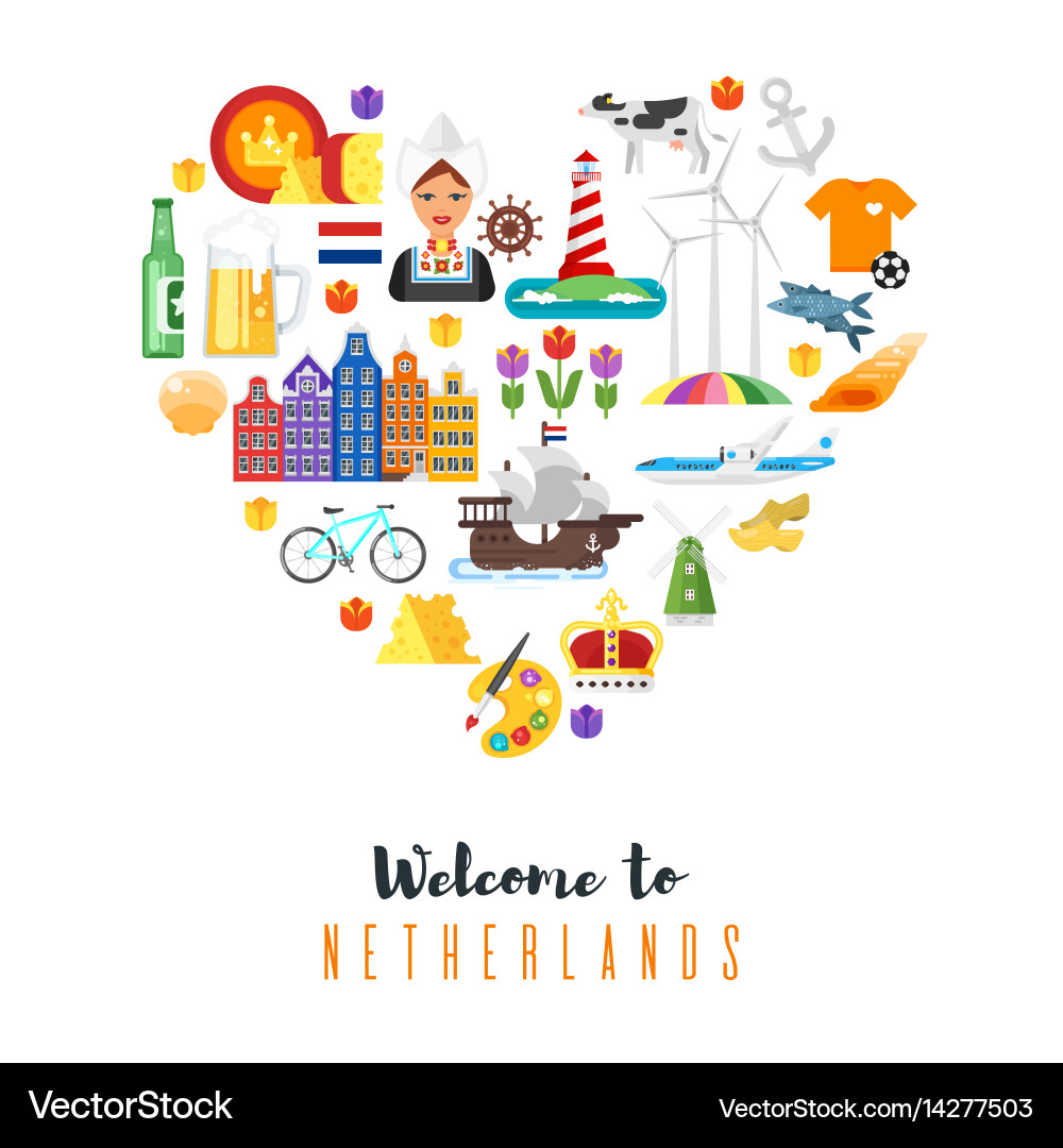 Netherlands Cultural Icons Royalty Free Vector Image