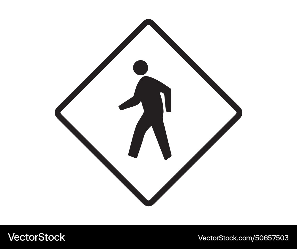 Pedestrian road sign silhouette Royalty Free Vector Image
