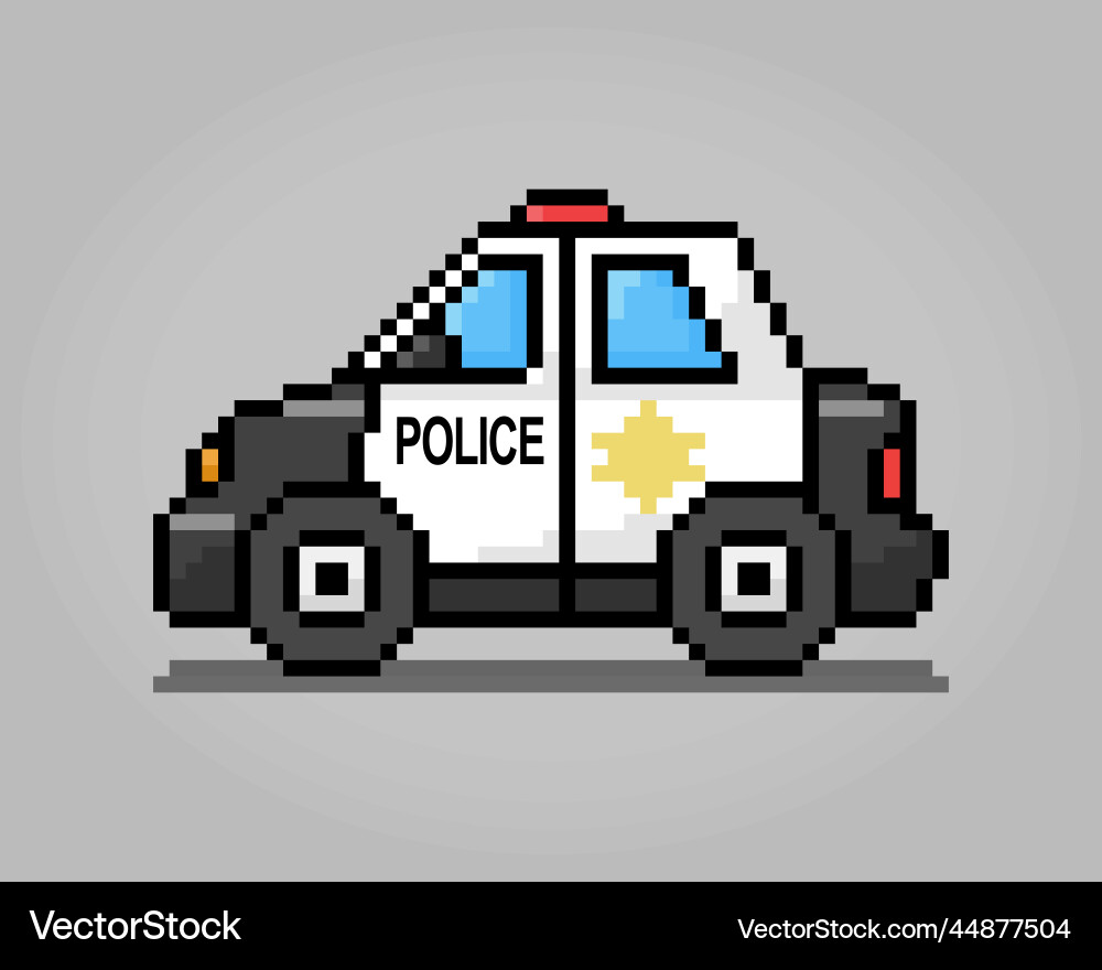 8 bit police car pixels for game assets Royalty Free Vector