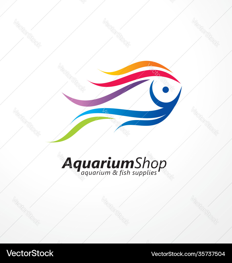 Aquarium shop artistic logo design Royalty Free Vector Image