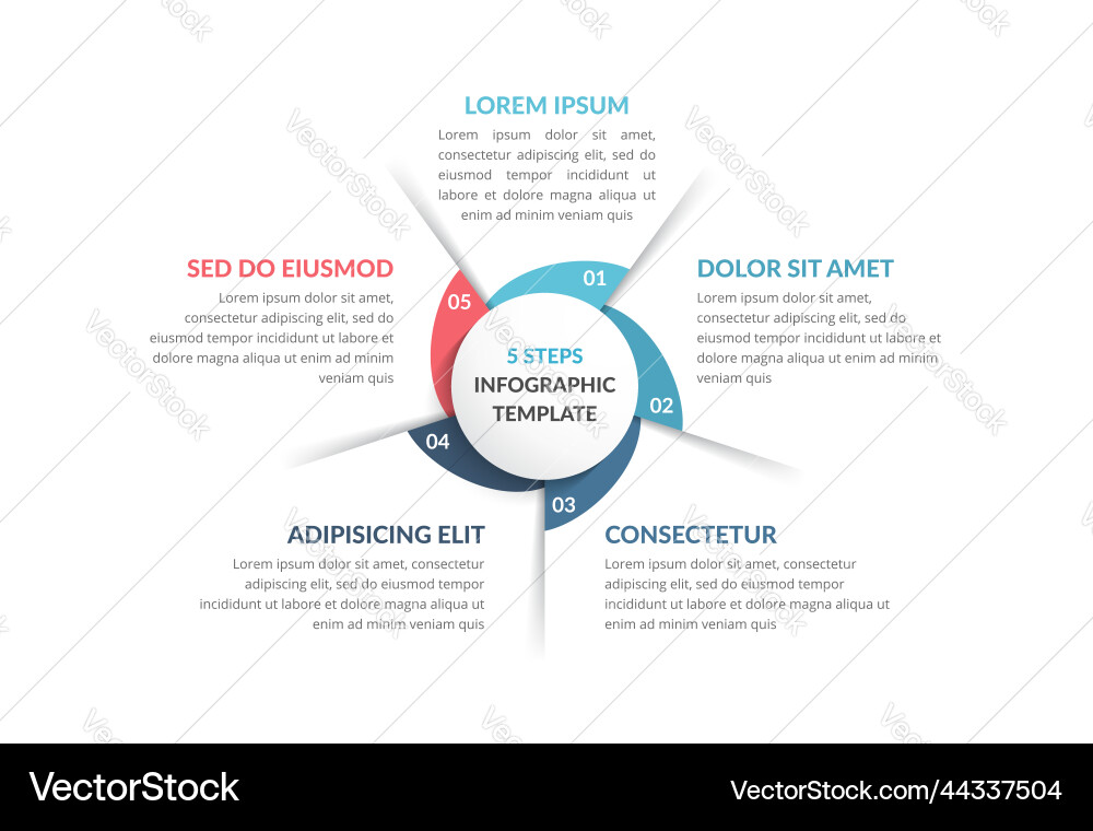 Circle diagram - five elements Royalty Free Vector Image