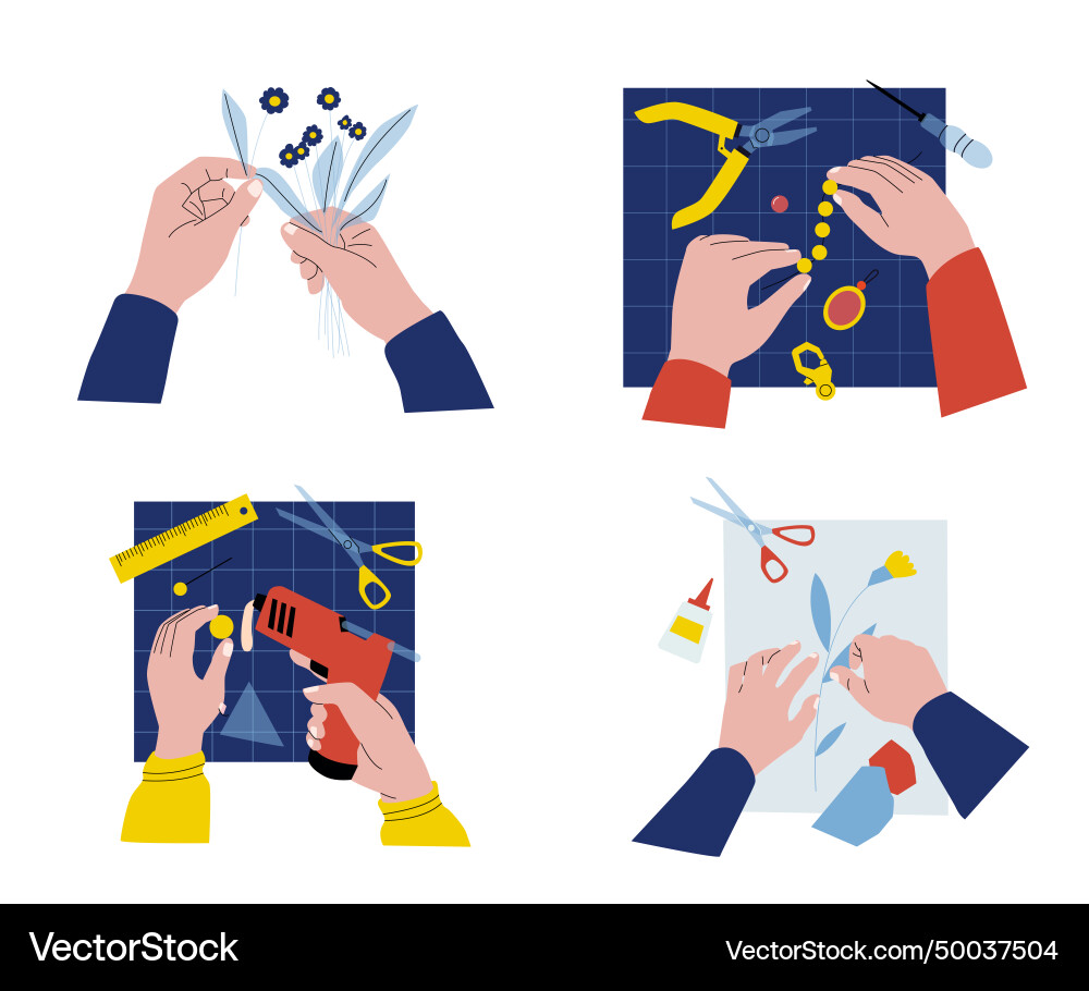 Diy handkraft human hands making appliques Vector Image