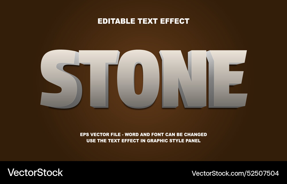 Editable text effect stone 3d template Royalty Free Vector