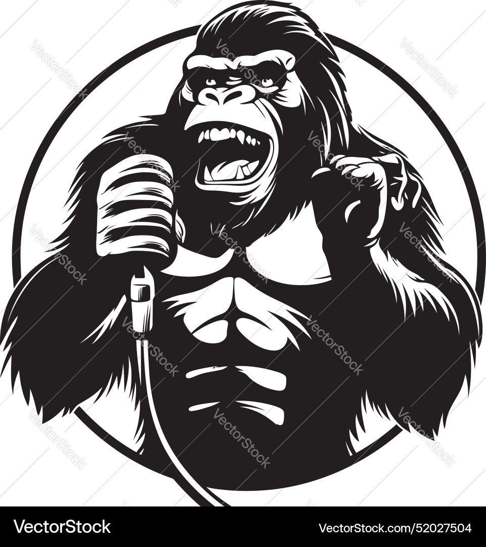 Jungle jamz gorilla mic icon sonic simian Vector Image