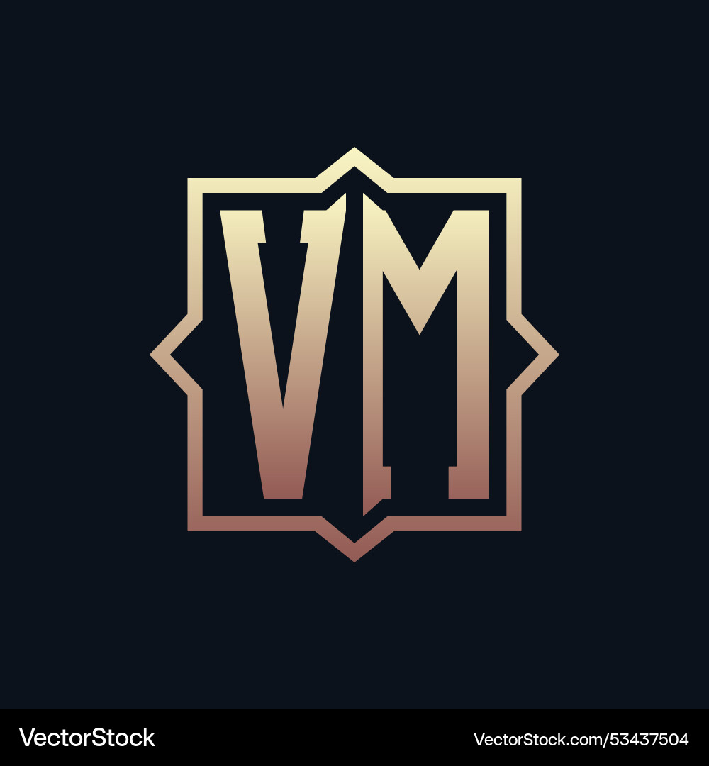 Luxury initial vm monogram logo design elegant Vector Image