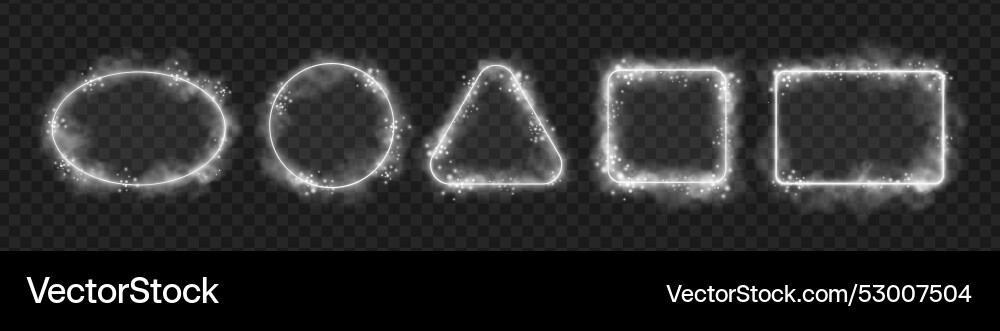 Neon smoke frames and borders various shapes Vector Image