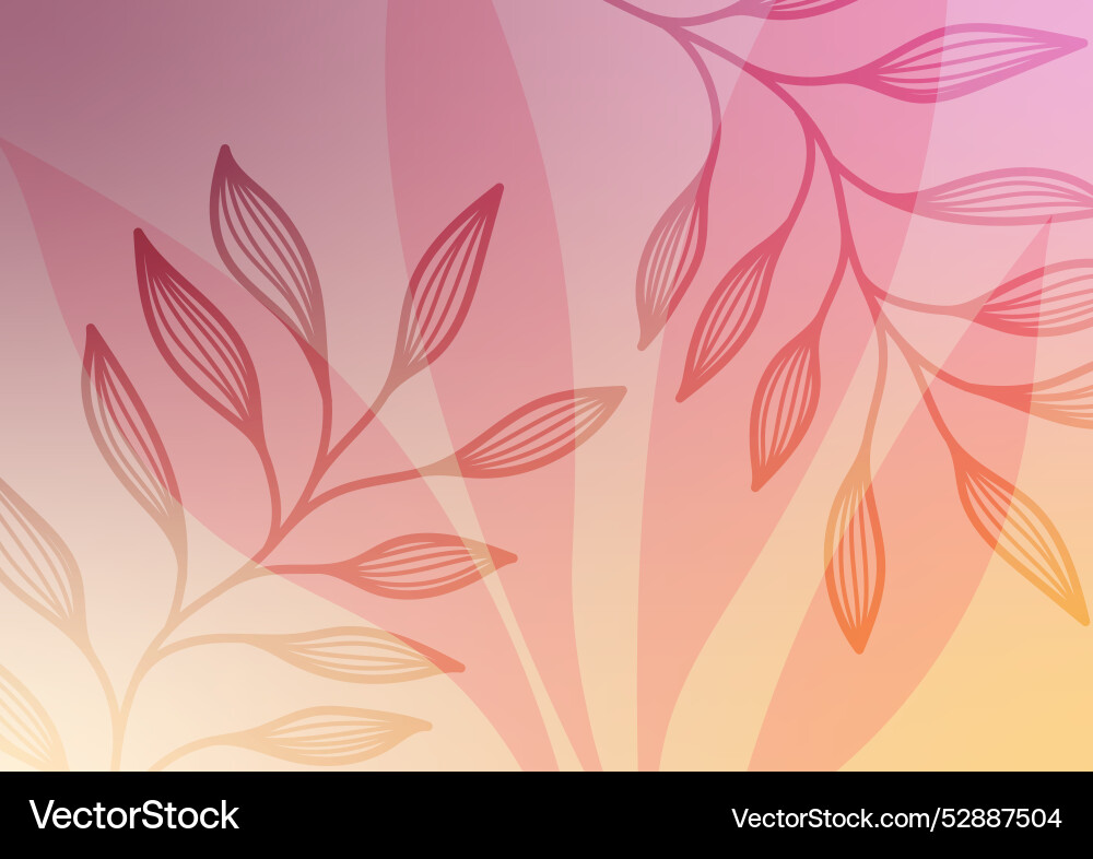 Pink natural soft leaf tropical flower line Vector Image