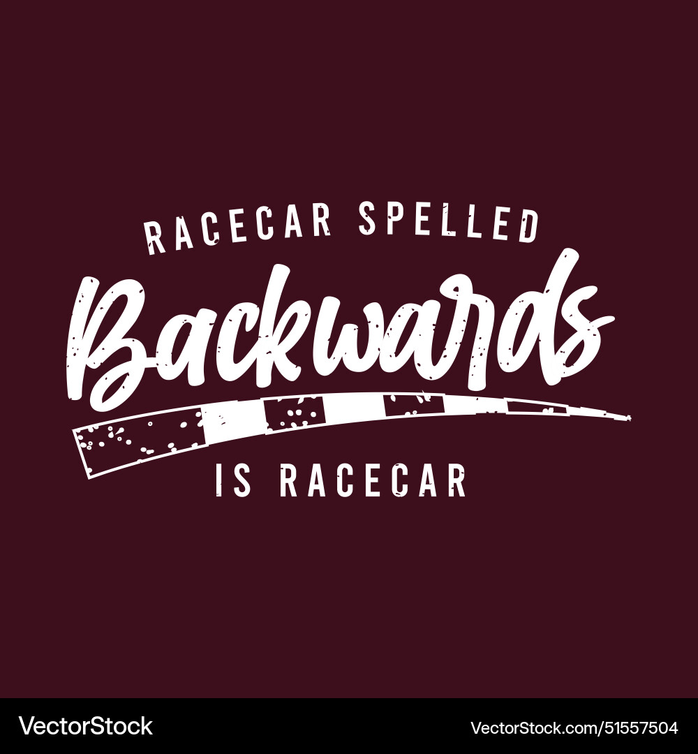 Race car spelled backwards is apparel Royalty Free Vector