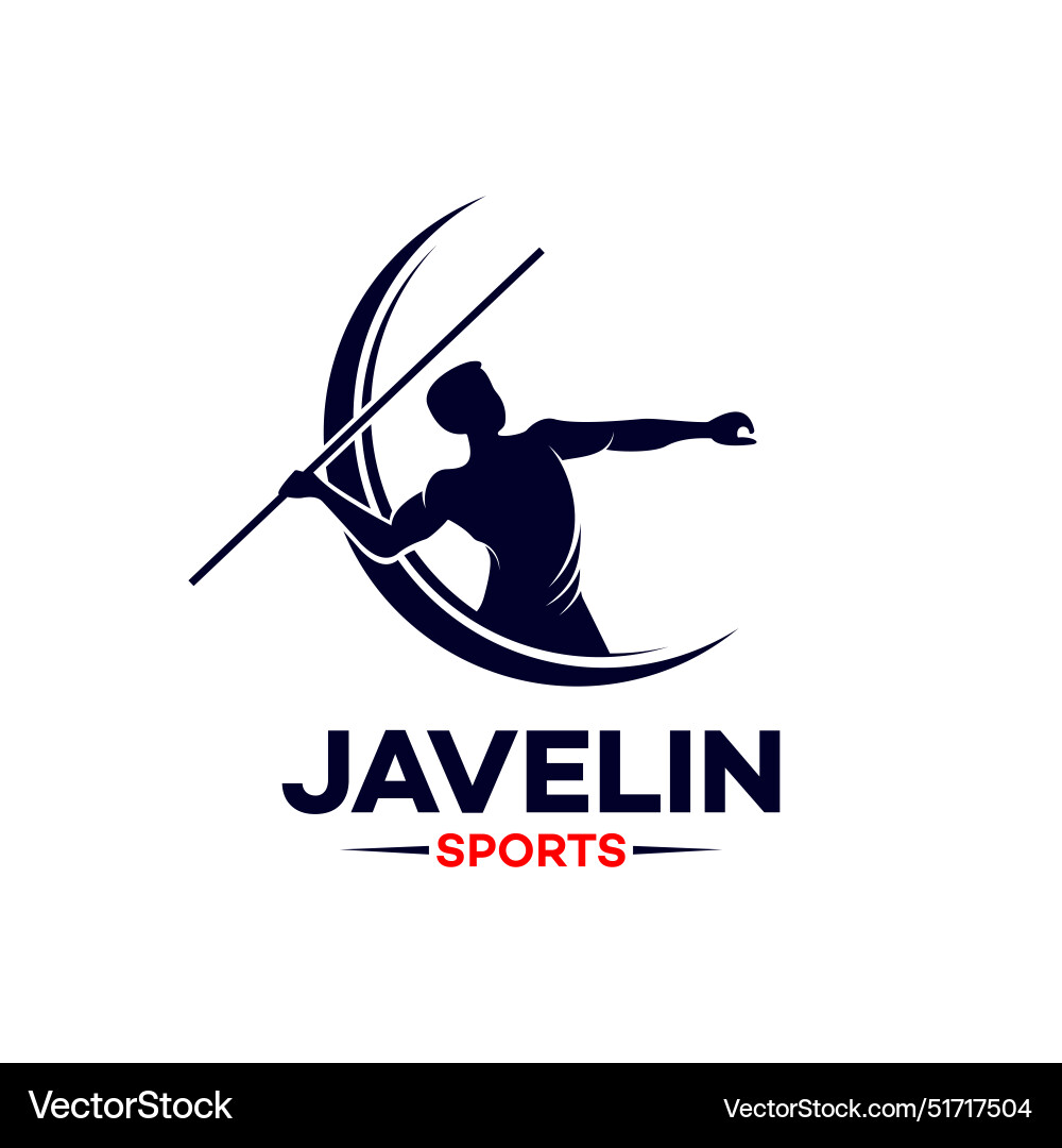 Silhouette javelin logo template Royalty Free Vector Image