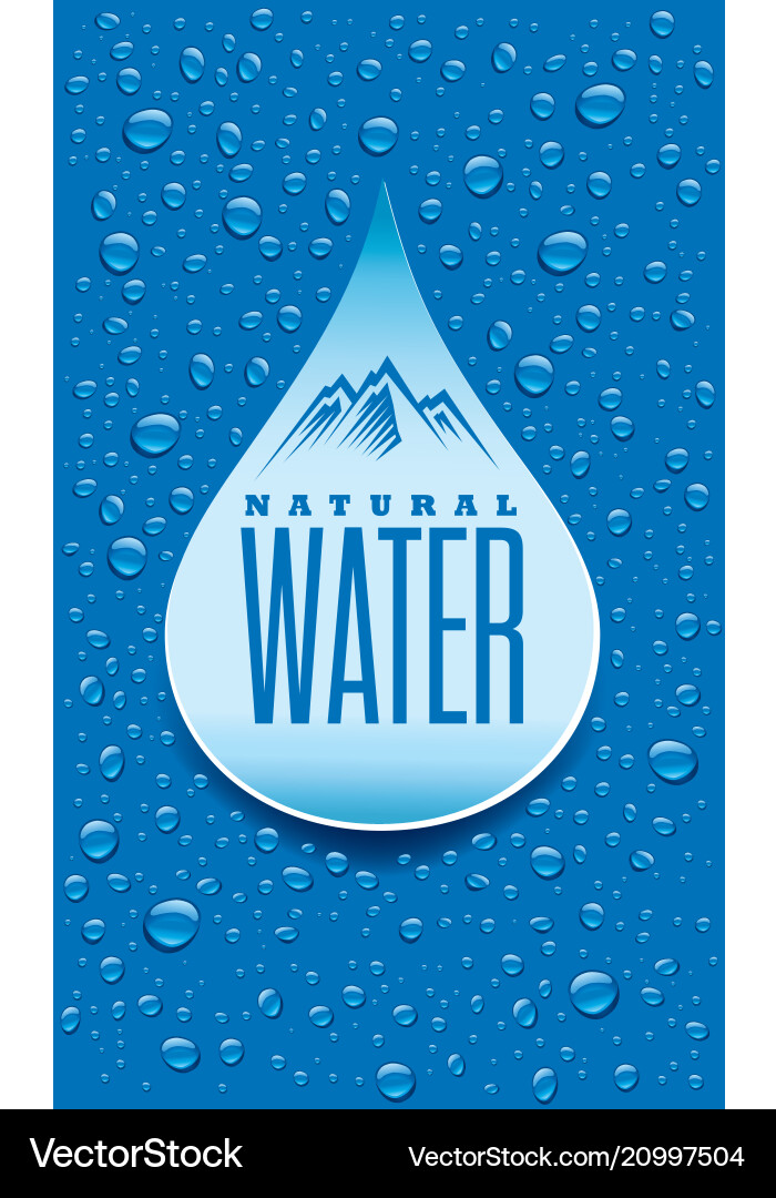Water packaging label with many drops Royalty Free Vector