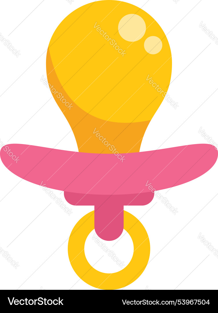 Yellow and pink baby pacifier with a ring handle Vector Image