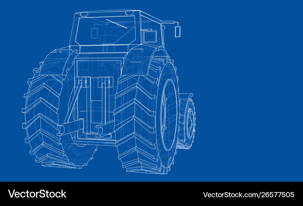 3D Farm Tractor Wireframe Royalty Free Vector Image