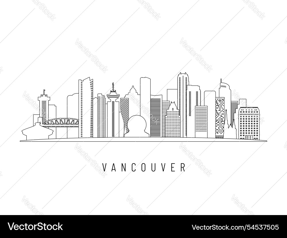 Detailed vancouver skyline Royalty Free Vector Image