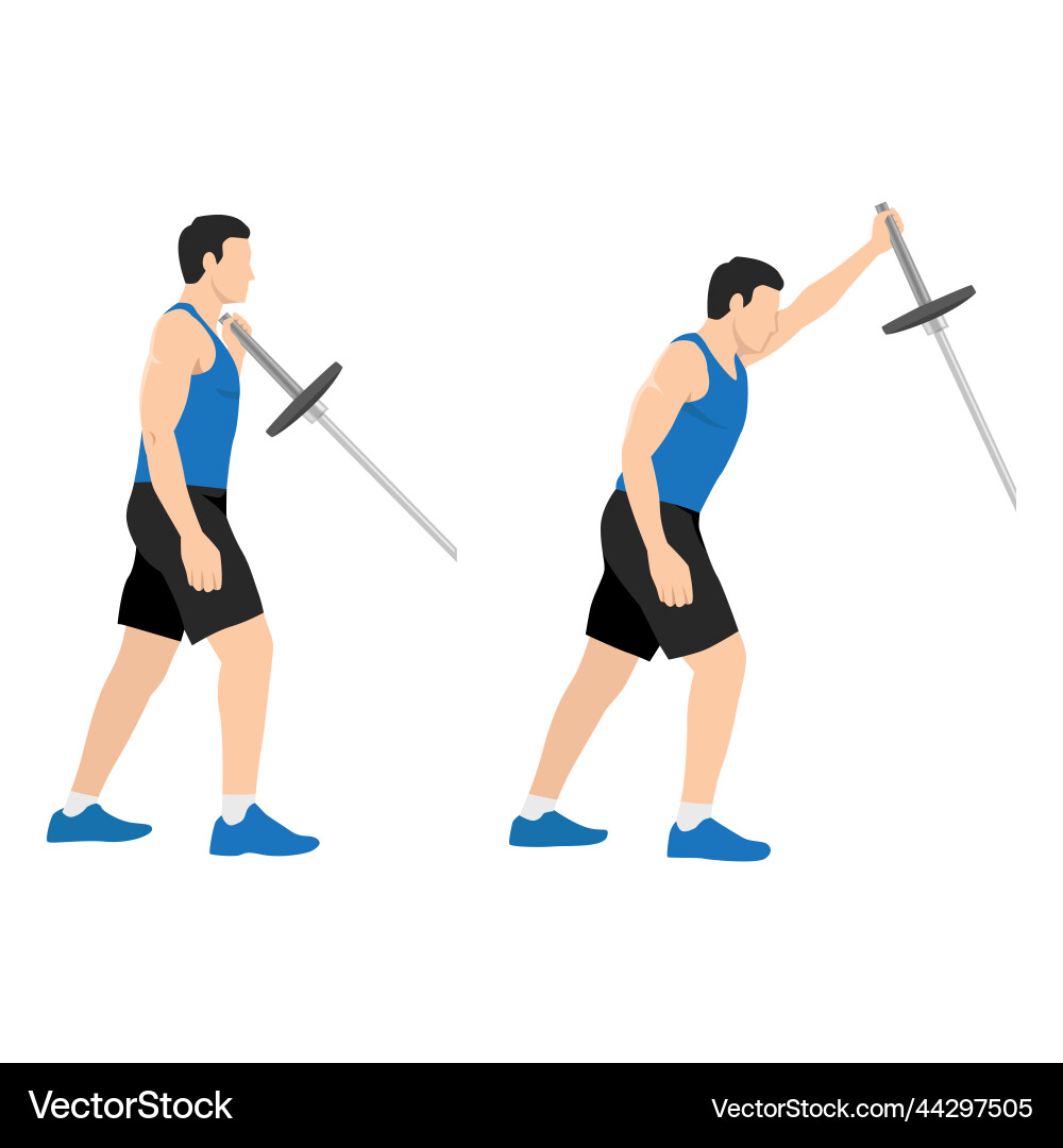 Man doing landmine shoulder press exercise Vector Image