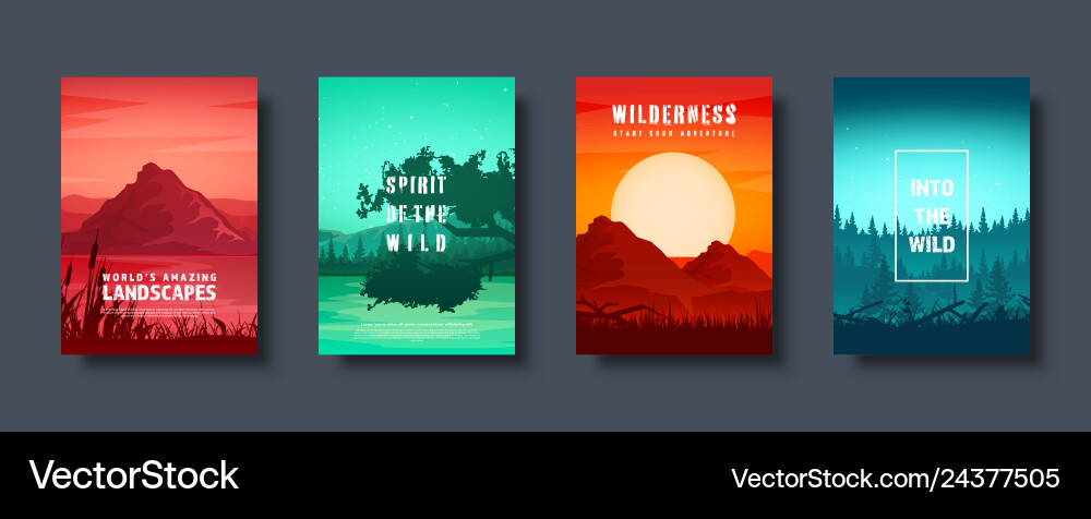 Mountains and forest wild nature landscape Vector Image