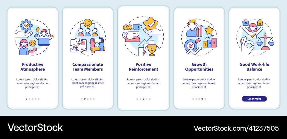 Positive work environment characteristics Vector Image