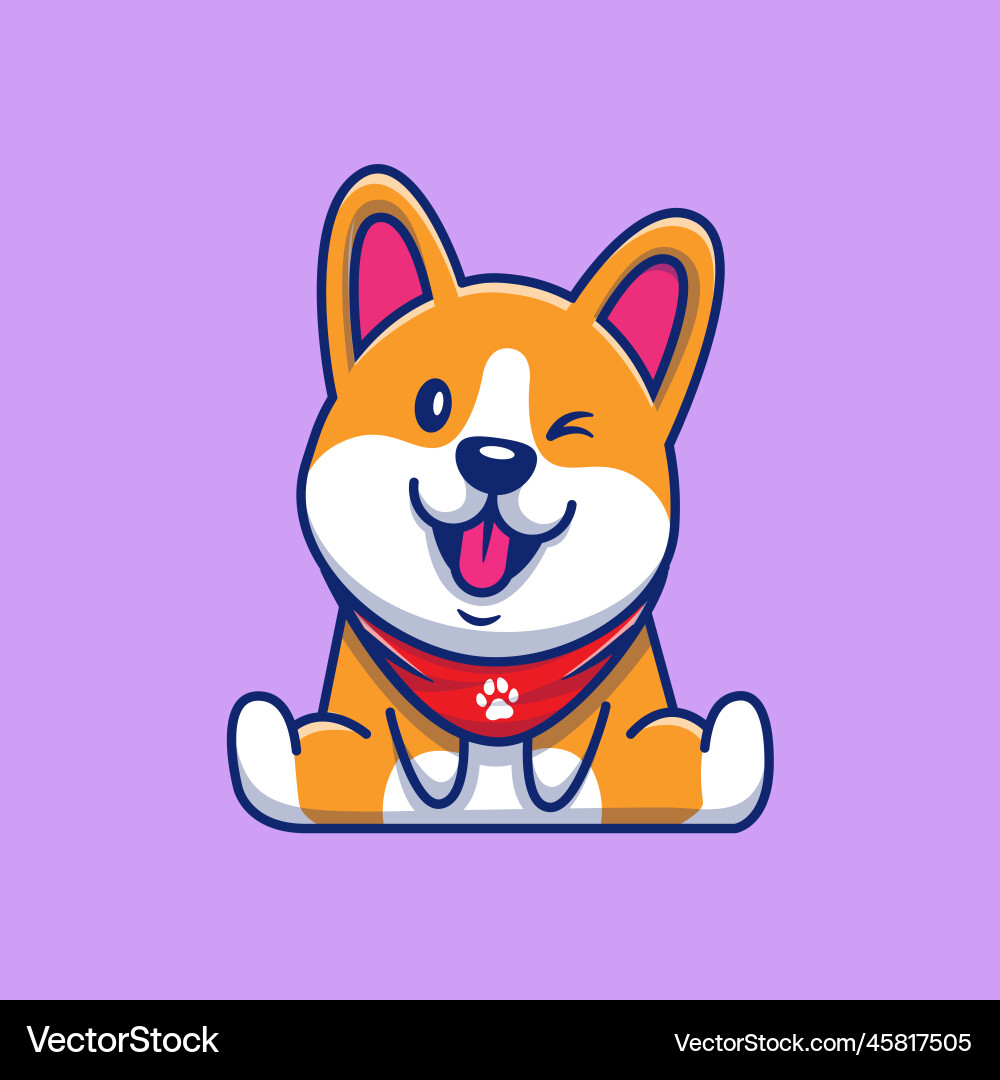 Süße Korgi sitzen Cartoon Lizenzfreies Vektorbild