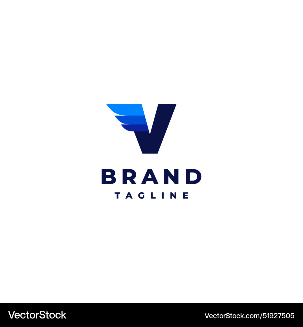 Simple winged letter v logo design Royalty Free Vector Image