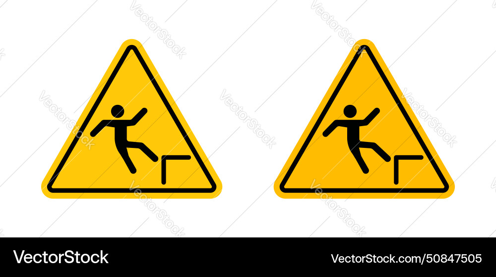 Slip warning sign icon set alert for slippery Vector Image