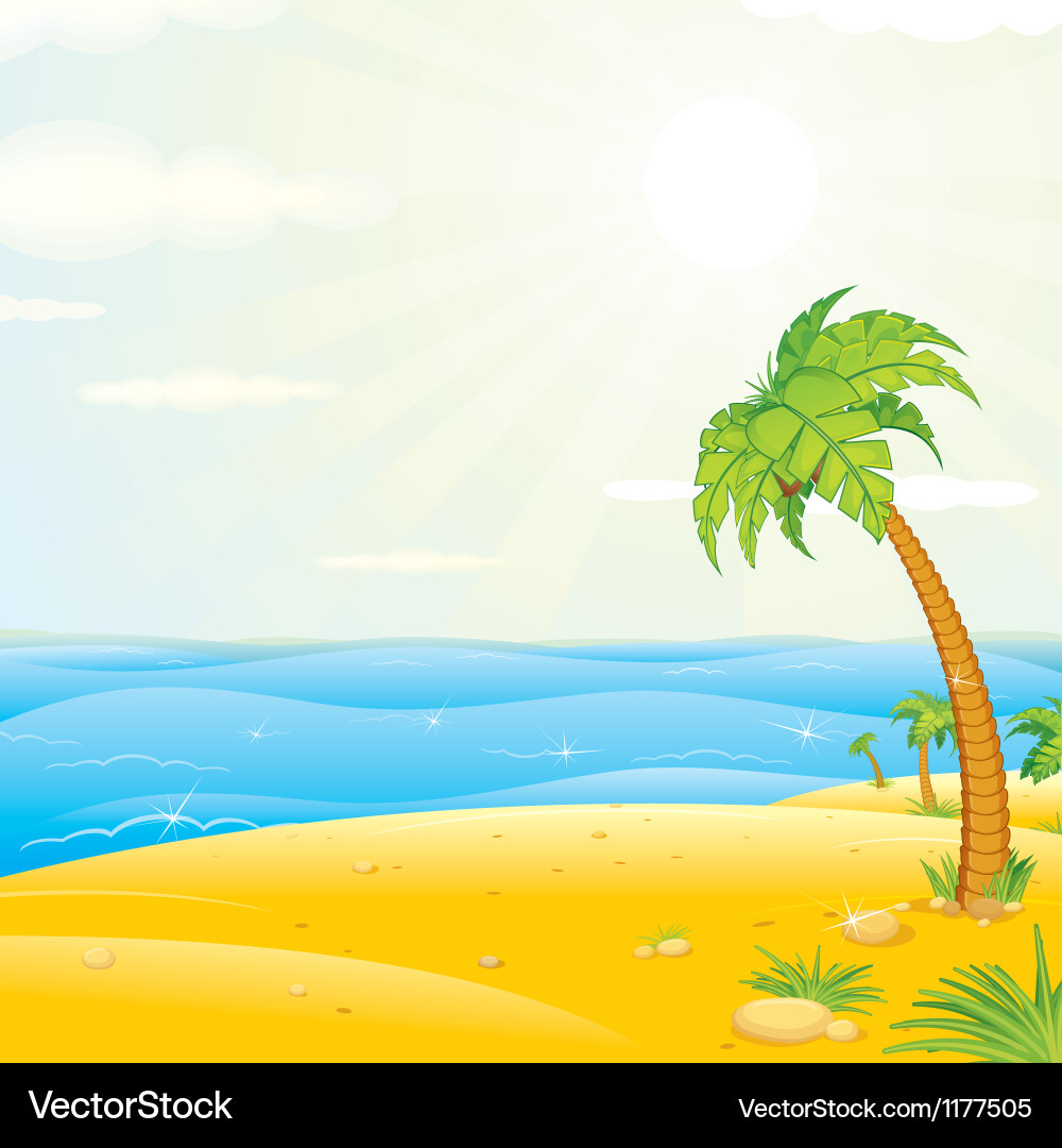 Sunny tropical island beach Royalty Free Vector Image