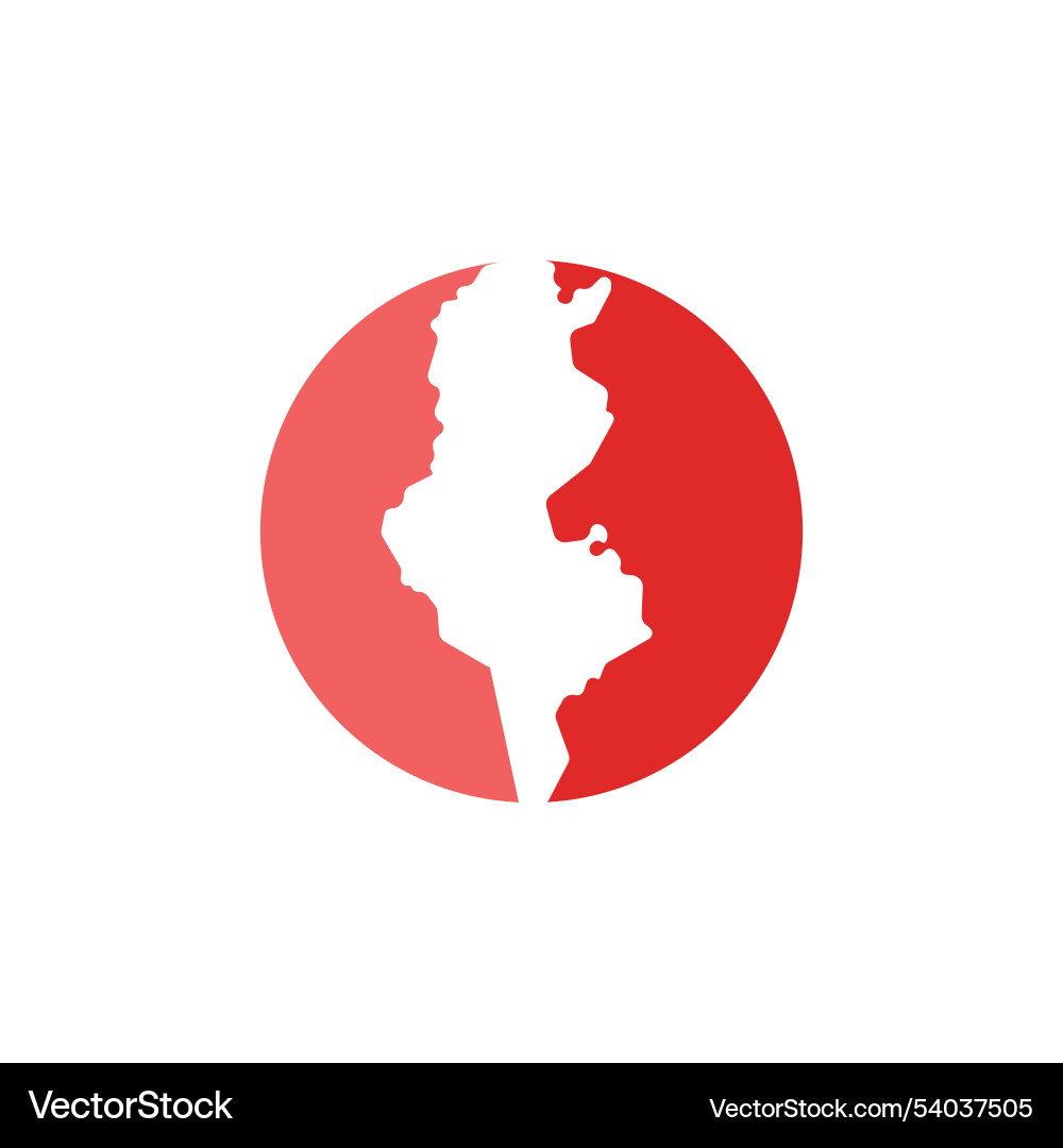Tunisia country map circle border icon Royalty Free Vector