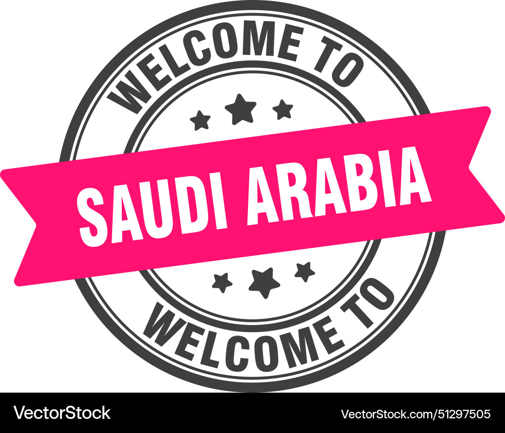 Welcome to saudi arabia stamp round Royalty Free Vector