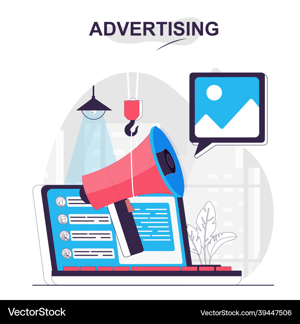 Werbung isoliert Cartoon Konzept digital Vektorbild